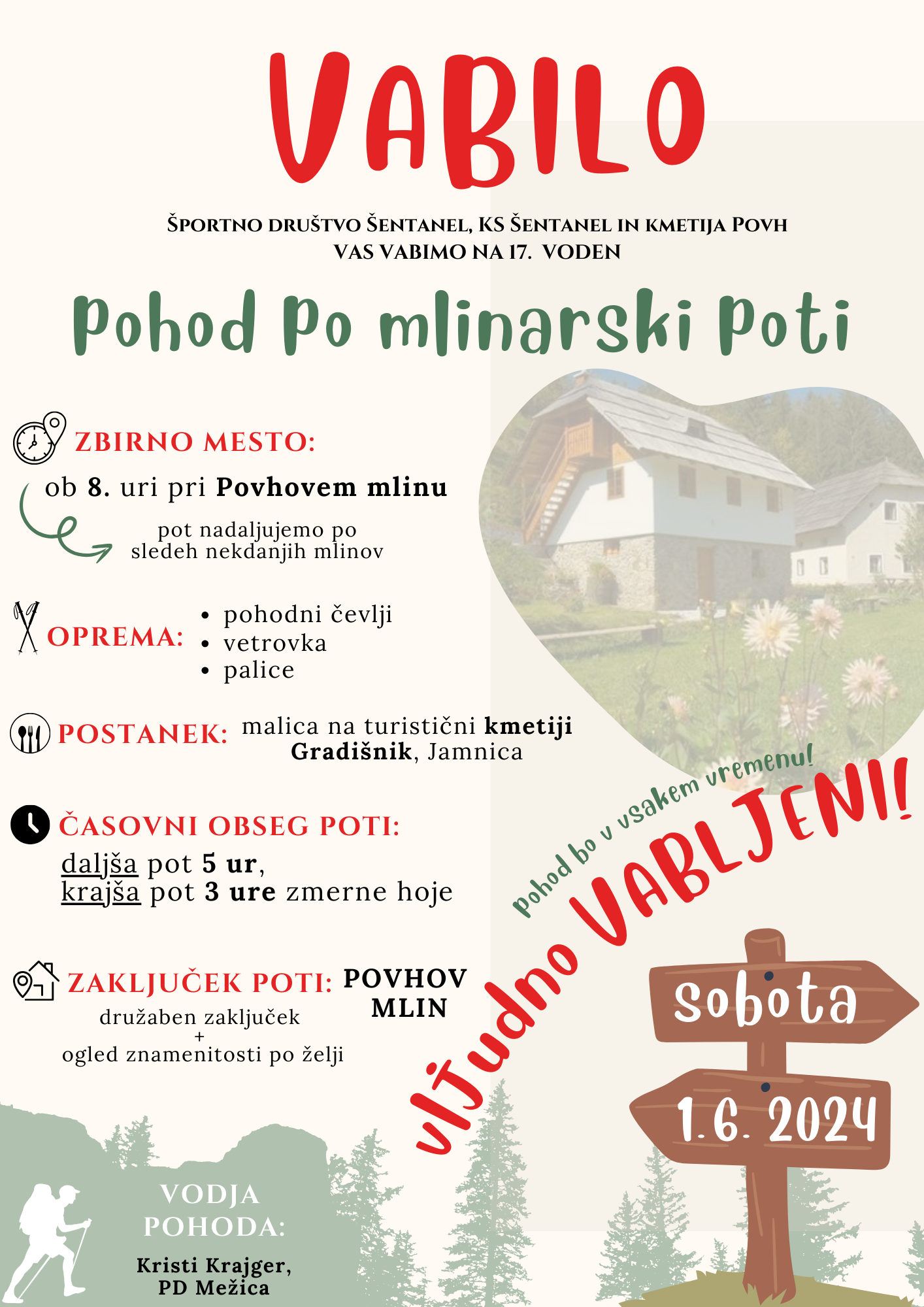 Vabilo: Pohod po Mlinarski poti 2024 – Športno društvo Šentanel